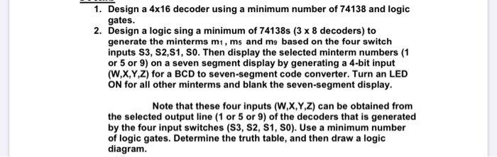 Solved 1. Design a 4x16 decoder using a minimum number of | Chegg.com