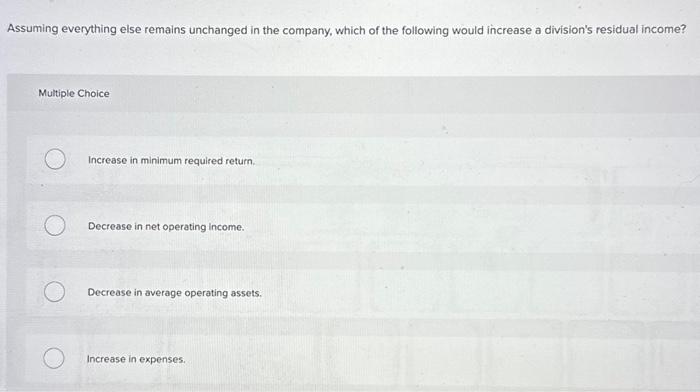 Solved Assuming everything else remains unchanged in the | Chegg.com