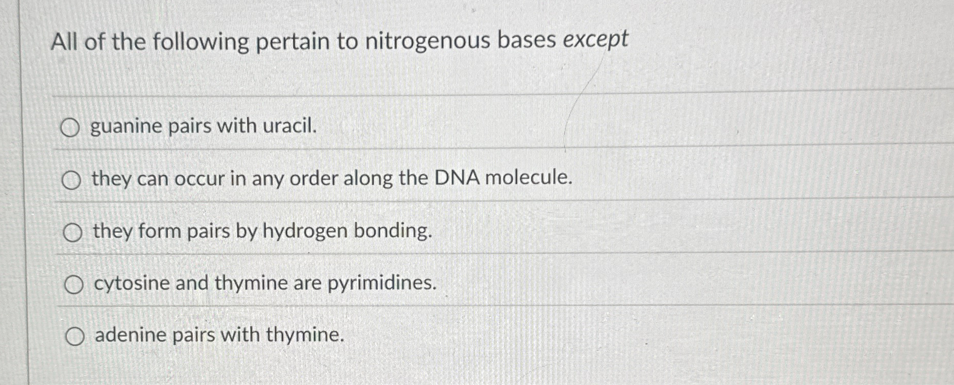 Solved All of the following pertain to nitrogenous bases | Chegg.com