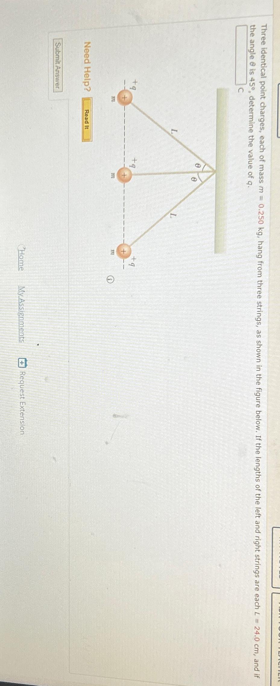 Solved Three identical point charges, each of mass | Chegg.com