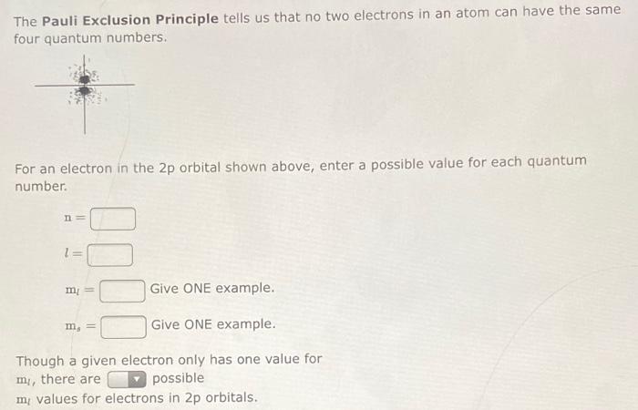 Solved The Pauli Exclusion Principle tells us that no two | Chegg.com