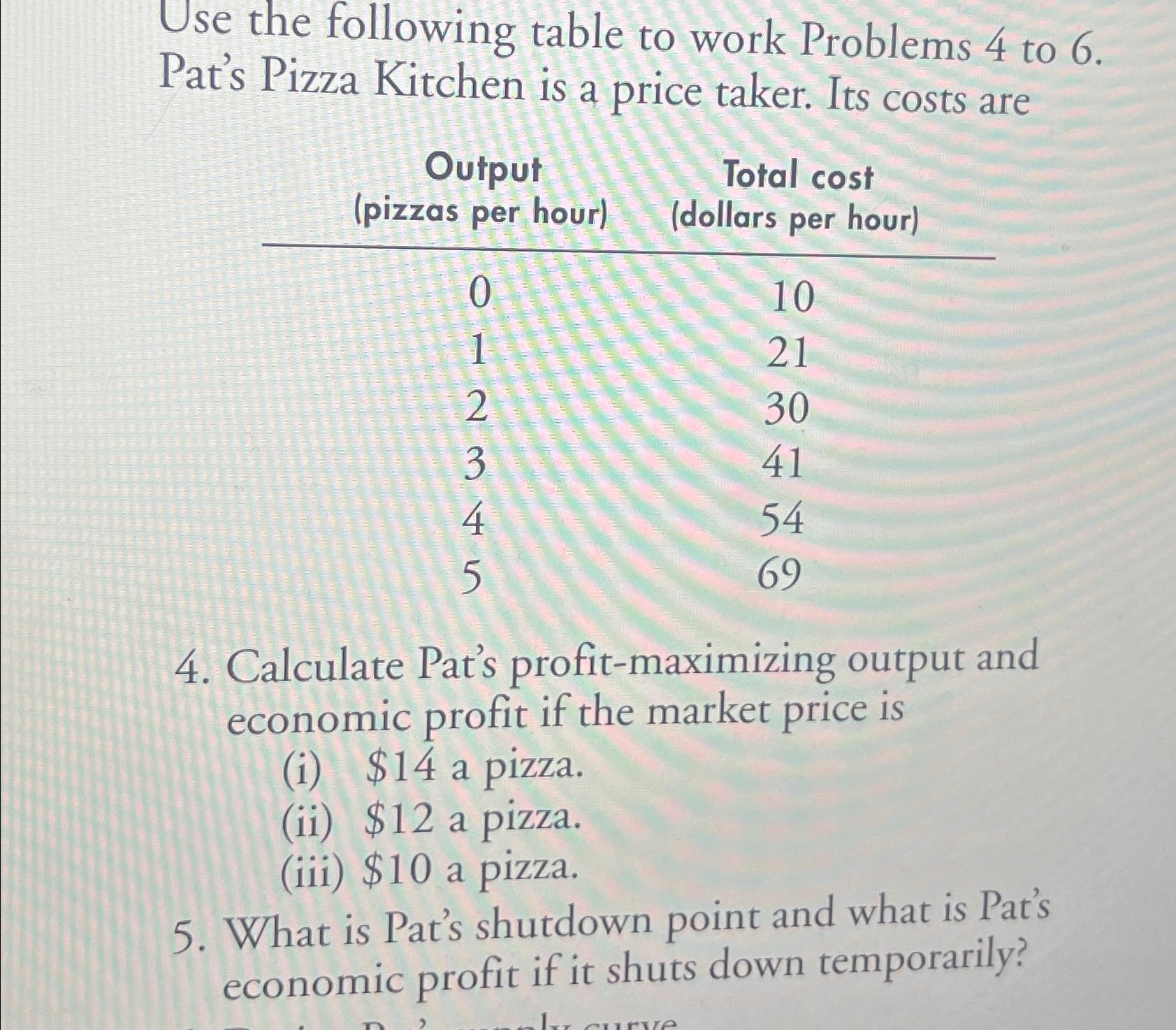 Solved Use the following table to work Problems 4 ﻿to 6 . | Chegg.com