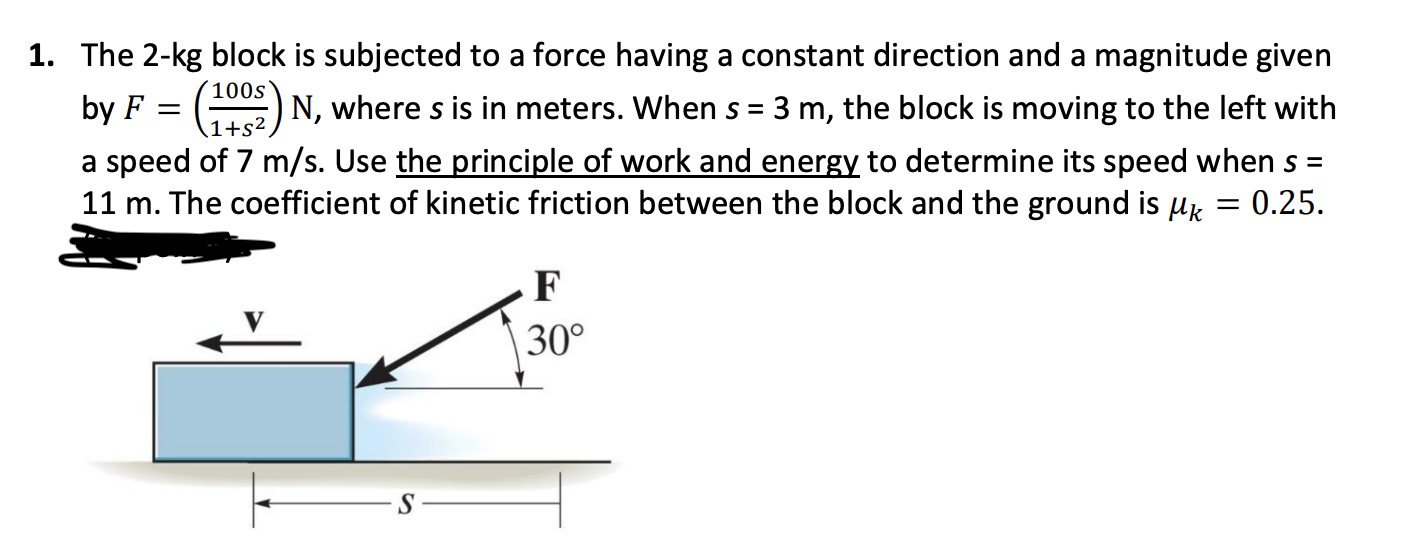 Solved The 2-kg block is subjected to a force having a | Chegg.com