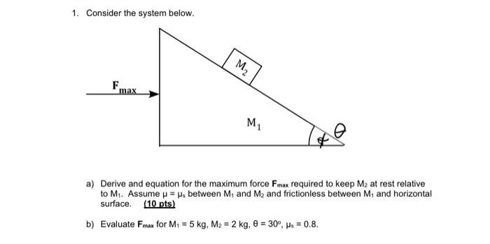 Solved 1. Consider the system below. M2 F max M a) Derive | Chegg.com