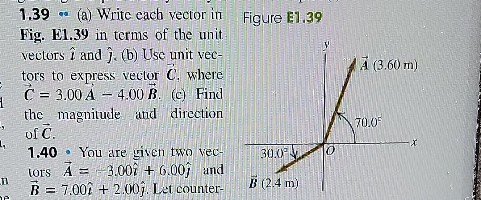 Solved 1.39% (a) Write each vector in Fig. E1.39 in terms of | Chegg.com