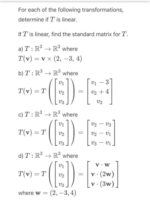 Solved For each of the following transformations, determine | Chegg.com