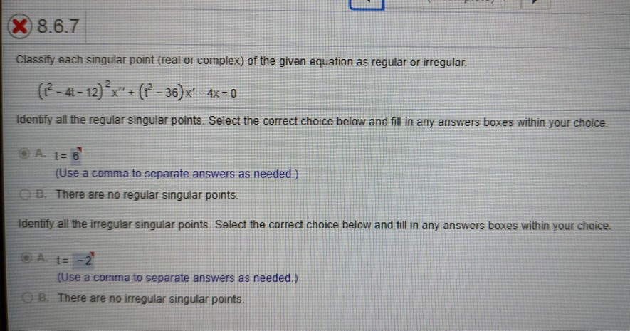 Solved PART A) identify all the regular singular points. | Chegg.com
