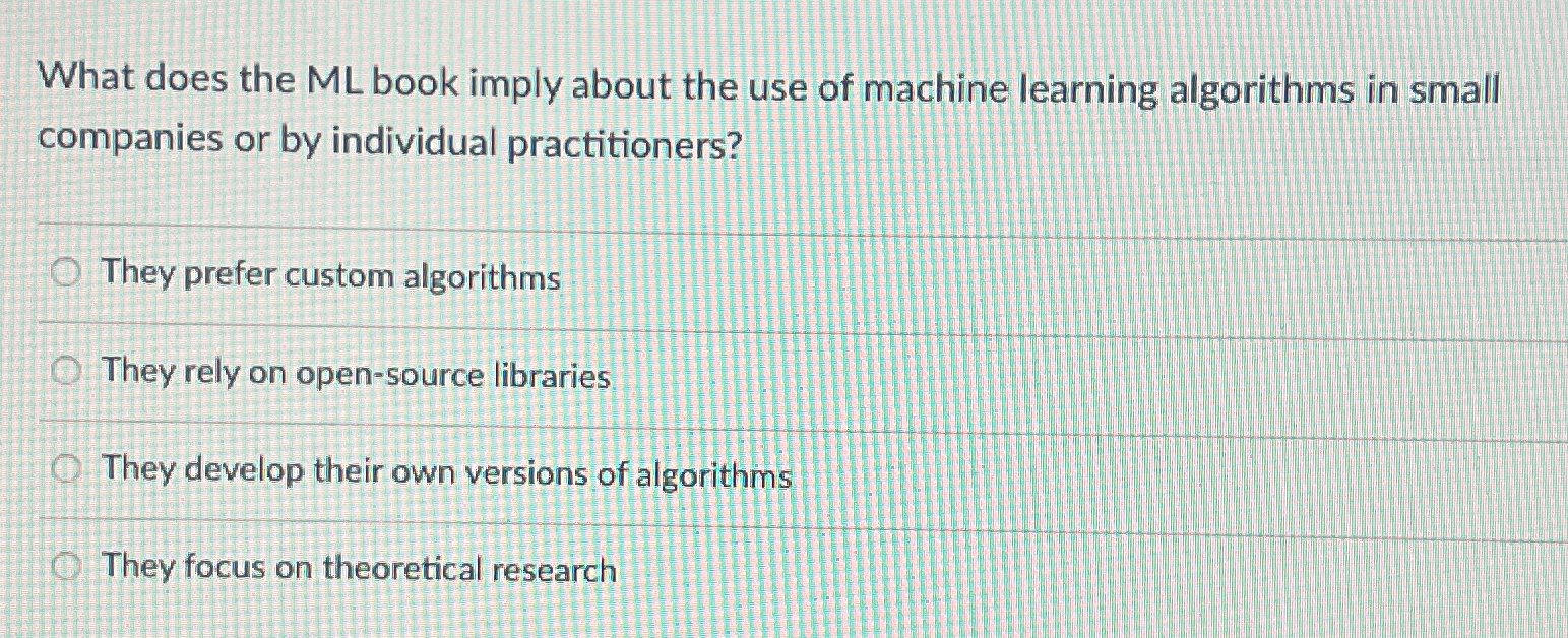 Solved What does the ML book imply about the use of machine | Chegg.com