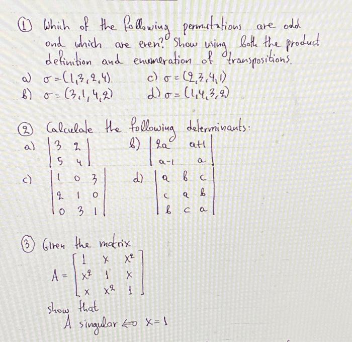 Solved (1) Which of the following permutations are oold ond | Chegg.com