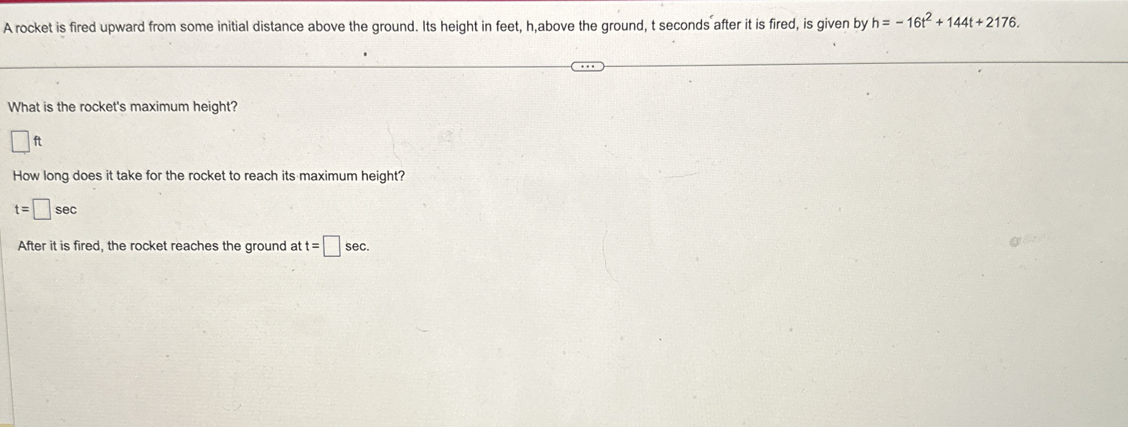 Solved A rocket is fired upward from some initial distance | Chegg.com