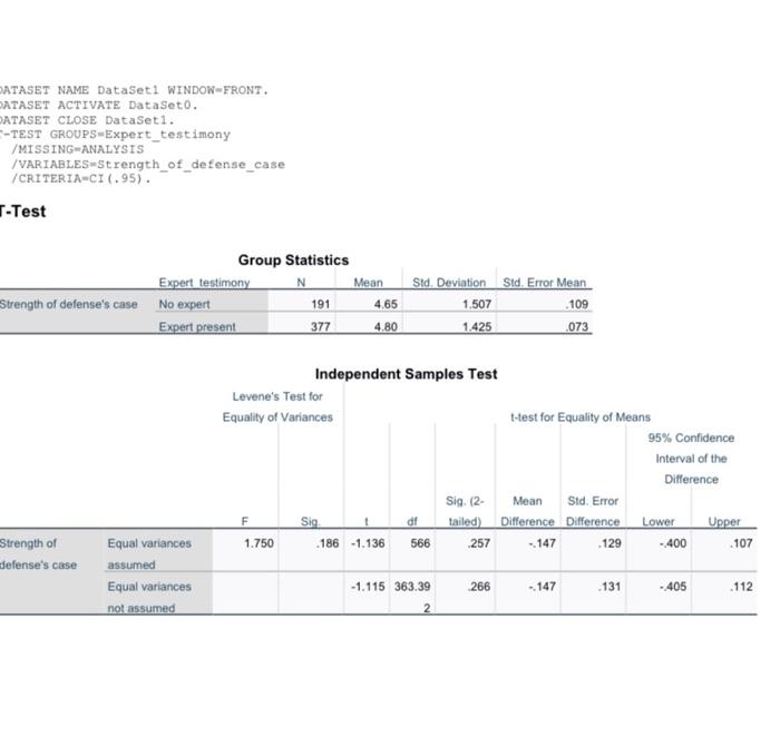 Solved you will be writing up and interpreting SPSS output | Chegg.com