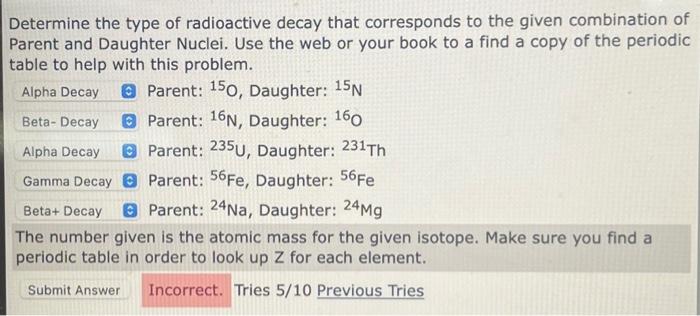 Solved Determine the type of radioactive decay that | Chegg.com