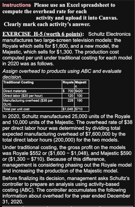 Solved Instructions Please use an Excel spreadsheet to | Chegg.com