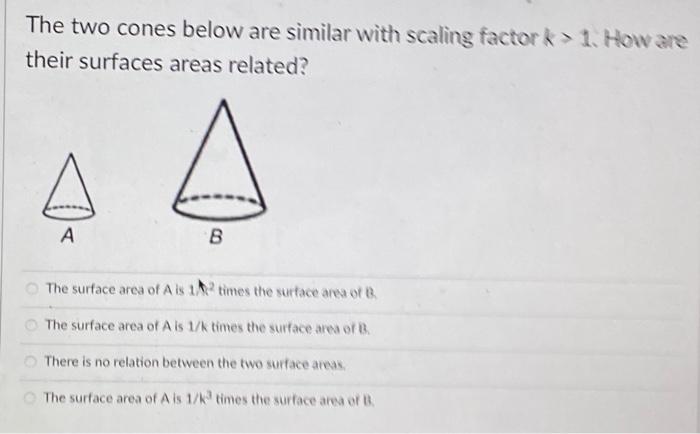 Solved i need help from my math textbook!The two cones below | Chegg.com