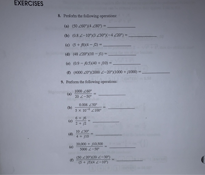 Solved EXERCISES 8. Perform the following operations: (a) | Chegg.com