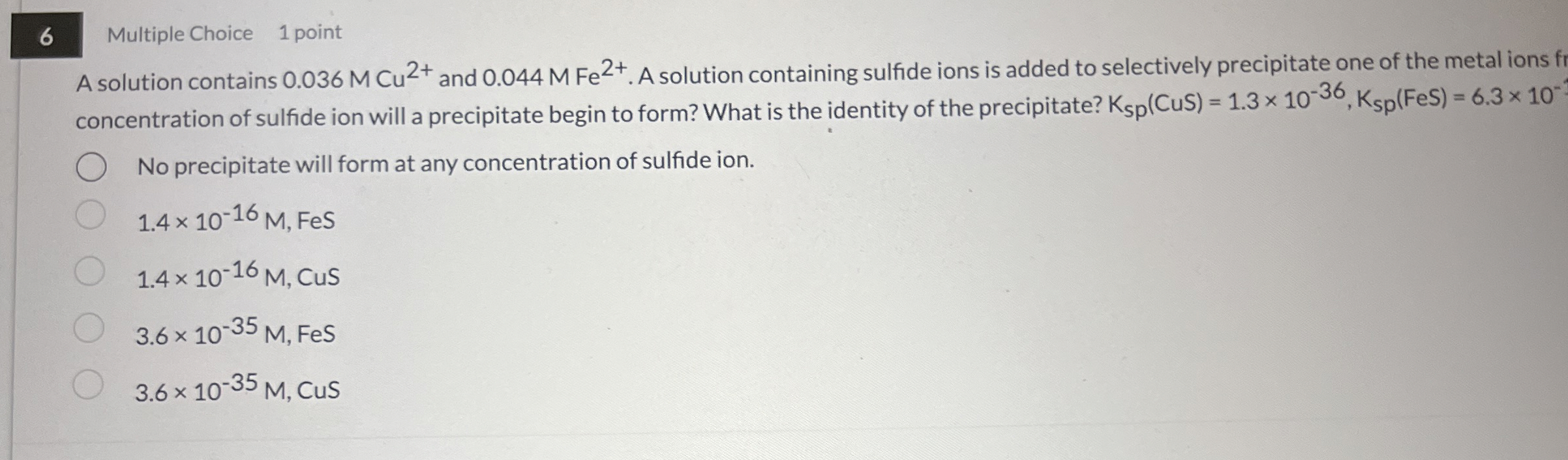 Solved 6Multiple Choice1 ﻿pointA solution contains | Chegg.com
