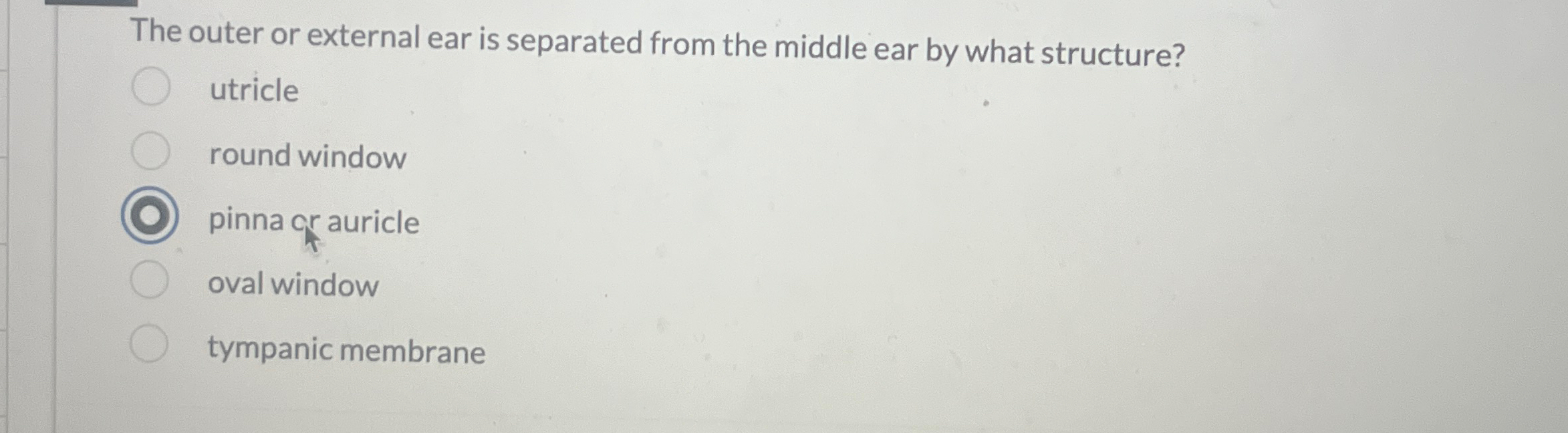 Solved The outer or external ear is separated from the | Chegg.com