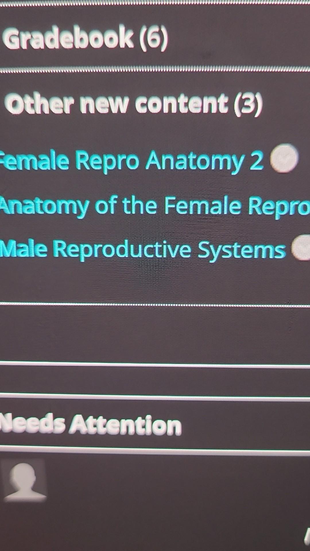 Gradebook (6) Other new content (3) Female Repro | Chegg.com