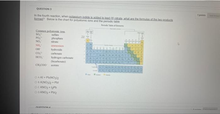 Solved In the fourth reaction, when potassium iodide is | Chegg.com