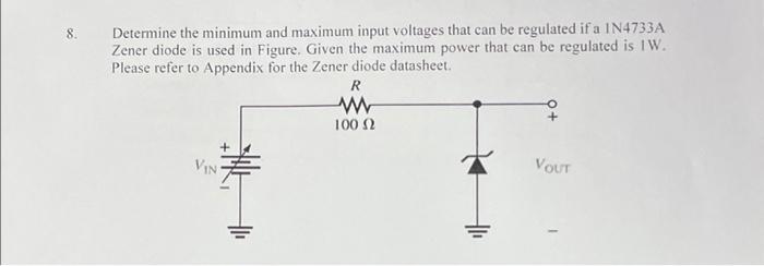 Solved 8. Determine the minimum and maximum input voltages | Chegg.com