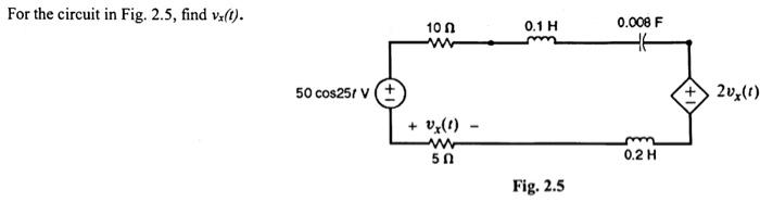 Solved For the circuit in Fig. 2.5, find vx(t). Fig. 2.5 | Chegg.com