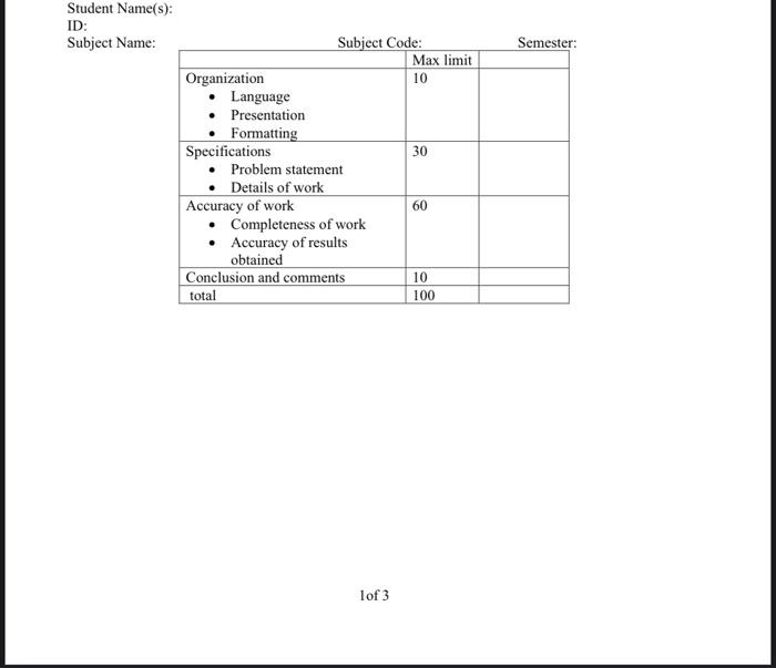 Solved Student Name(s): ID: Subject Name:Expected Student | Chegg.com Solved Student Name(s): ID: Subject Name:Expected Student | Chegg.com