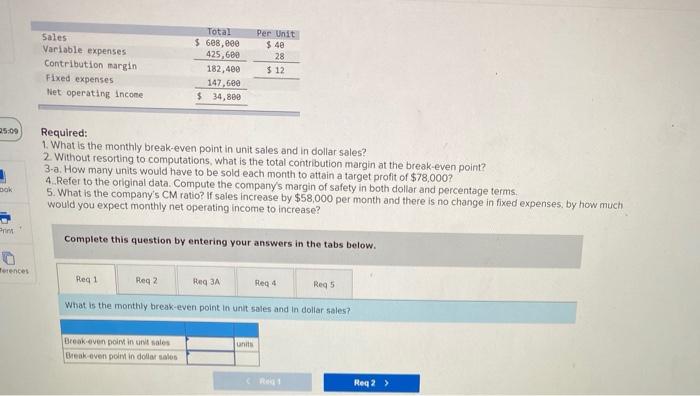 Solved Sales Variable expenses Contribution margin Fixed | Chegg.com