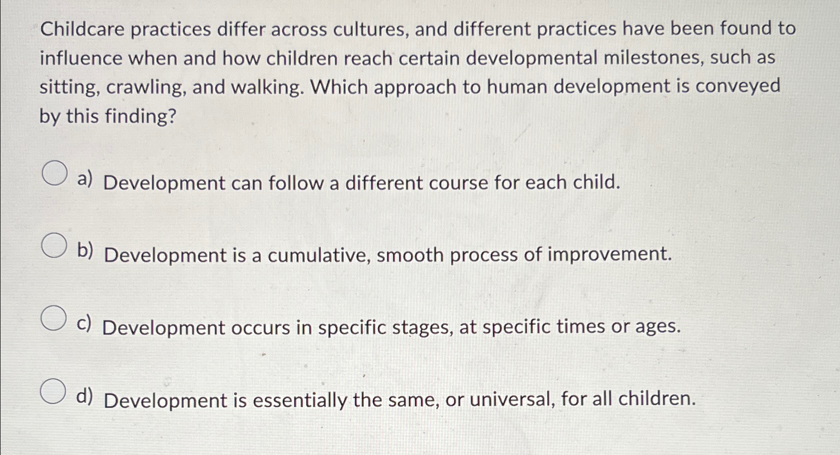 Solved Childcare practices differ across cultures, and | Chegg.com