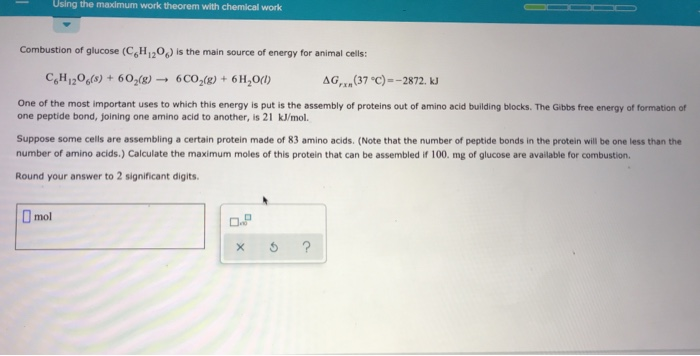 Solved Using the maximum work theorem with chemical work | Chegg.com