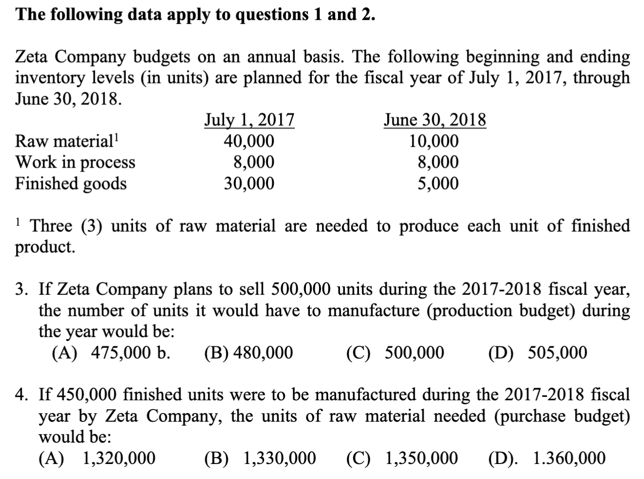 The following data apply to questions 1 and 2 .Zeta | Chegg.com The following data apply to questions 1 and 2 .Zeta | Chegg.com