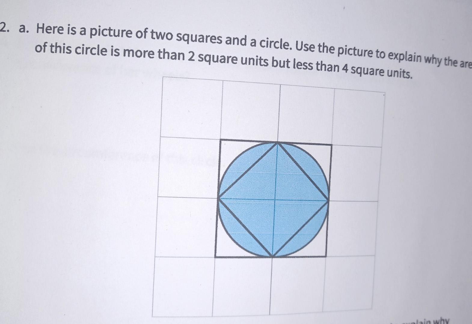 Solved a. Here is a picture of two squares and a circle. Use | Chegg.com