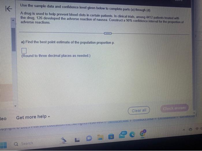 Solved Use the sample data and confidence level given below | Chegg.com