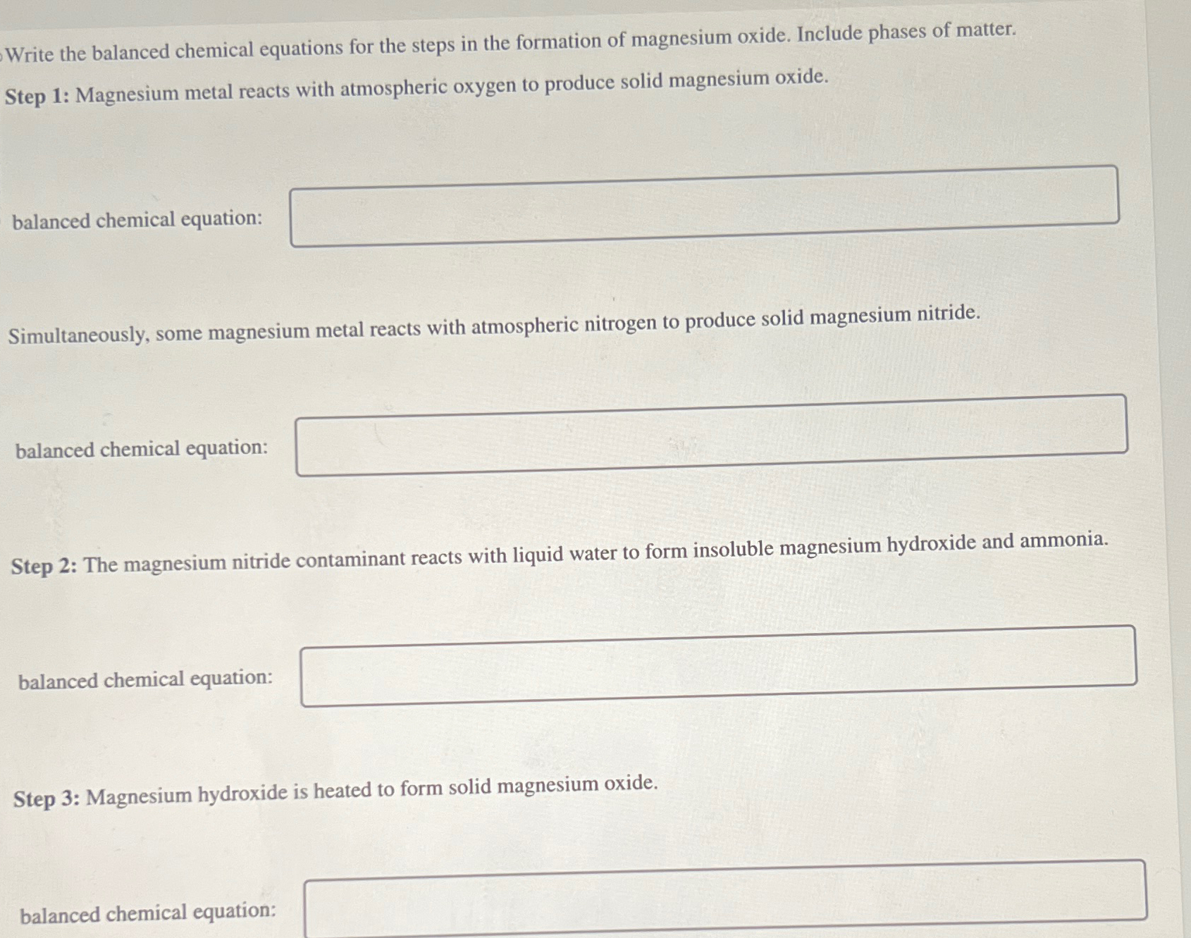 Solved Write the balanced chemical equations for the steps | Chegg.com