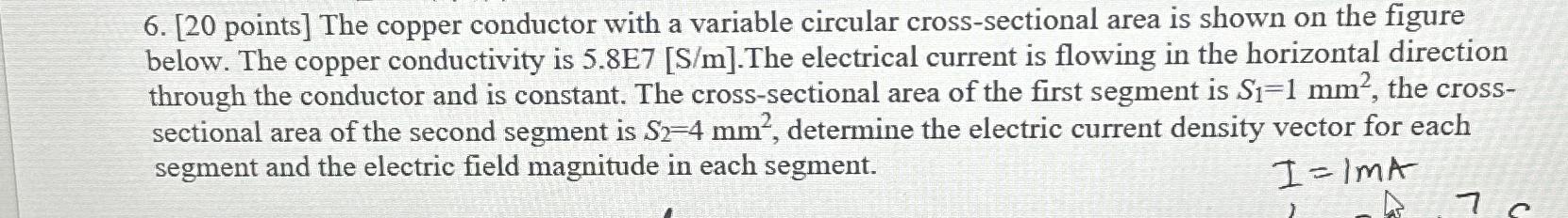 Solved [20 points] The copper conductor with a variable | Chegg.com