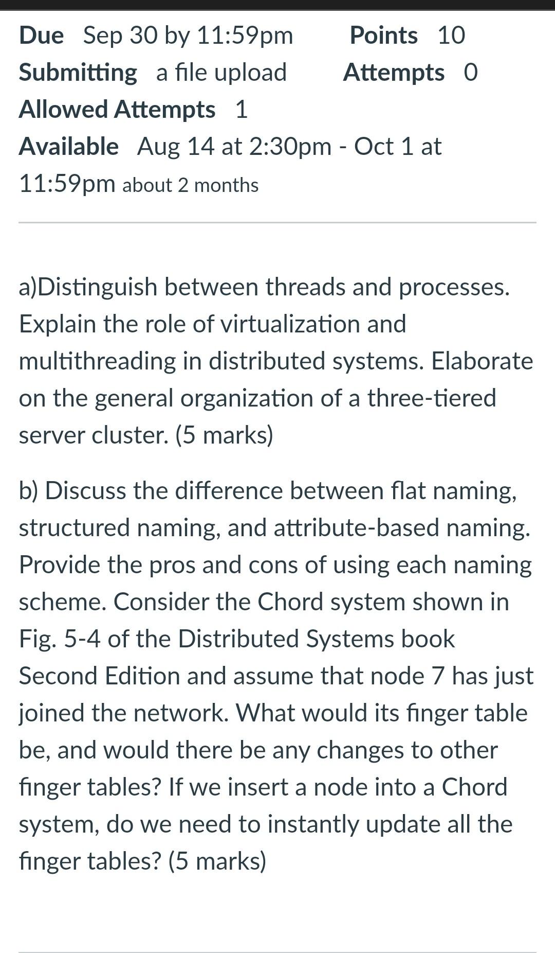 Solved a)Distinguish between threads and processes. Explain | Chegg.com