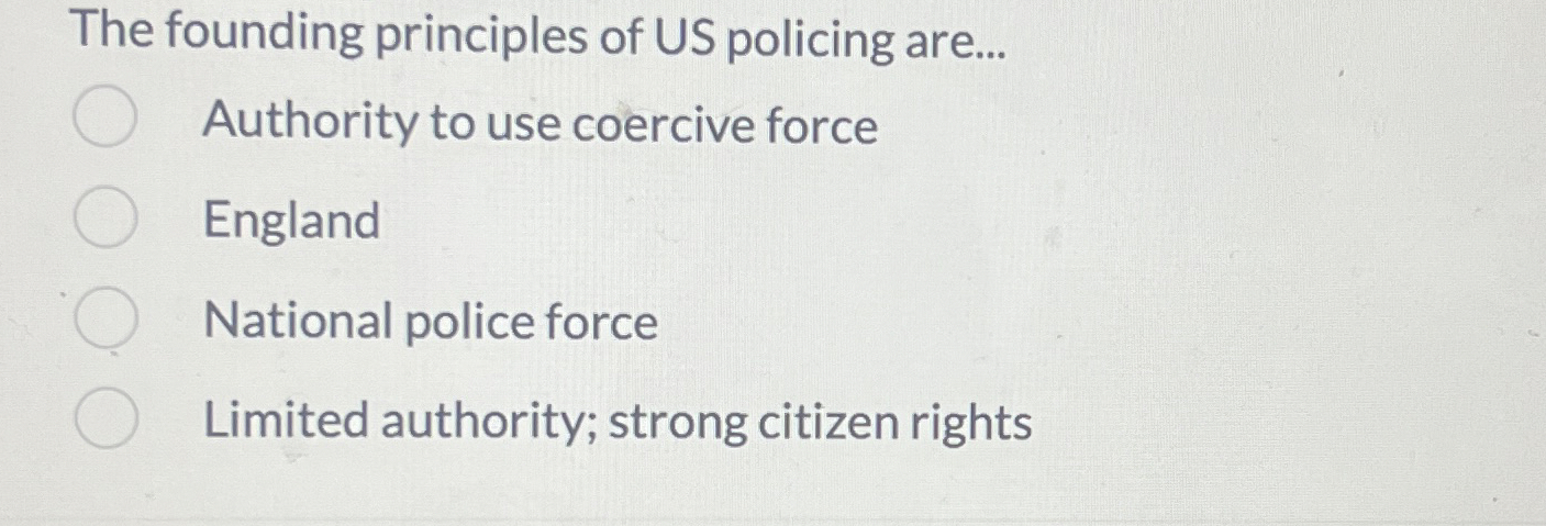 Solved The founding principles of US policing | Chegg.com