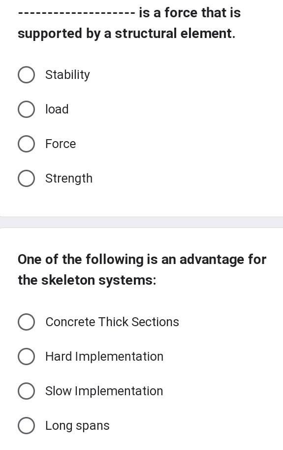 Solved is a force that is supported by a structural element. | Chegg.com