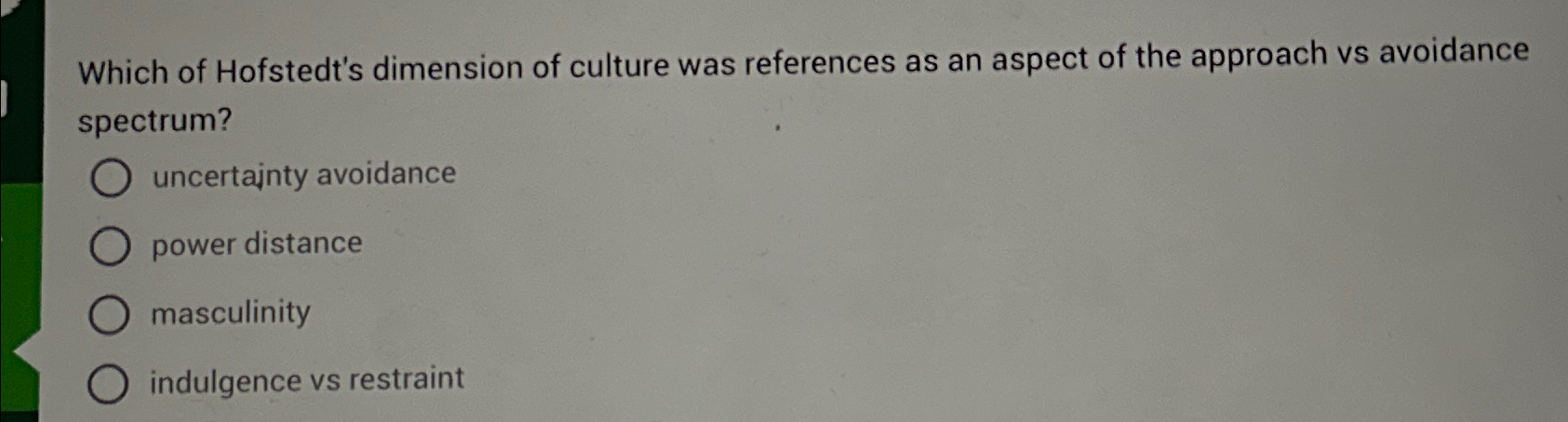 Solved Which of Hofstedt's dimension of culture was | Chegg.com