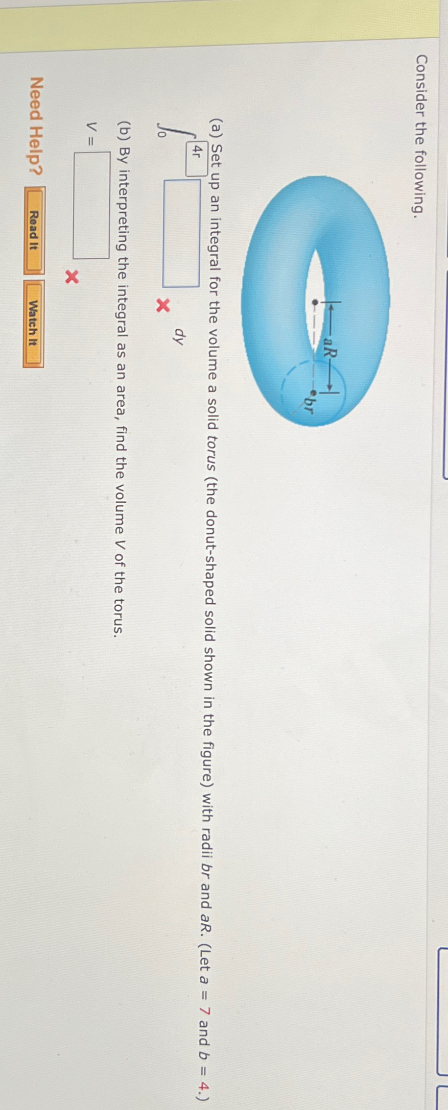 Solved Consider the following.(a) ﻿Set up an integral for | Chegg.com