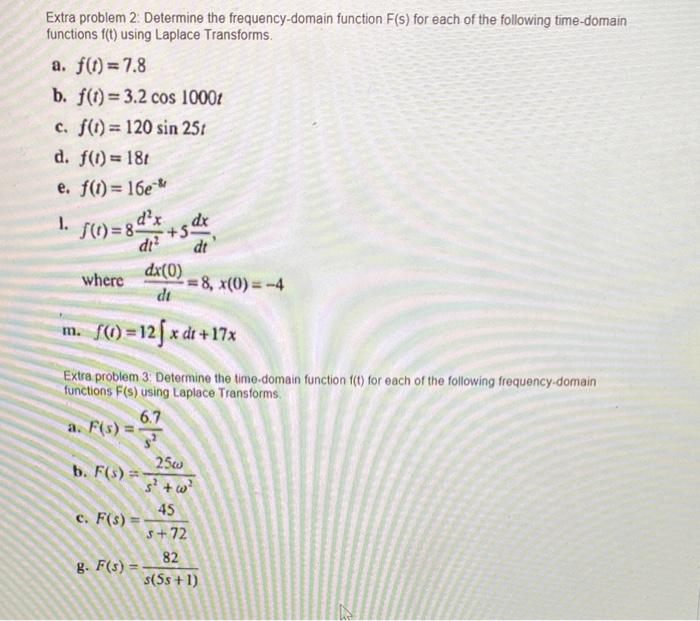 Solved Extra Problem 2 Determine The Frequency Domain