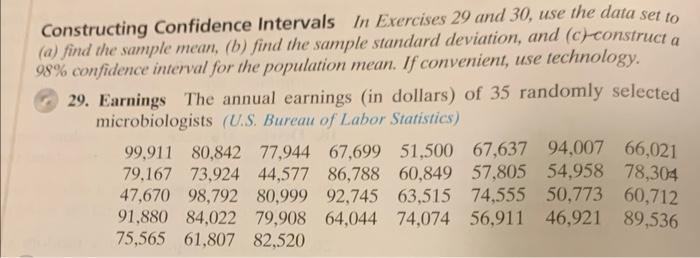 Solved Constructing Confidence Intervals In Exercises 29 and | Chegg.com