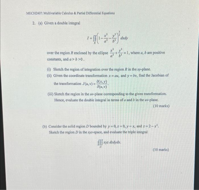 Solved MECH2407: Multivariable Calculus \& Partial | Chegg.com
