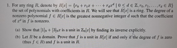 For any ring R, ﻿denote by | Chegg.com