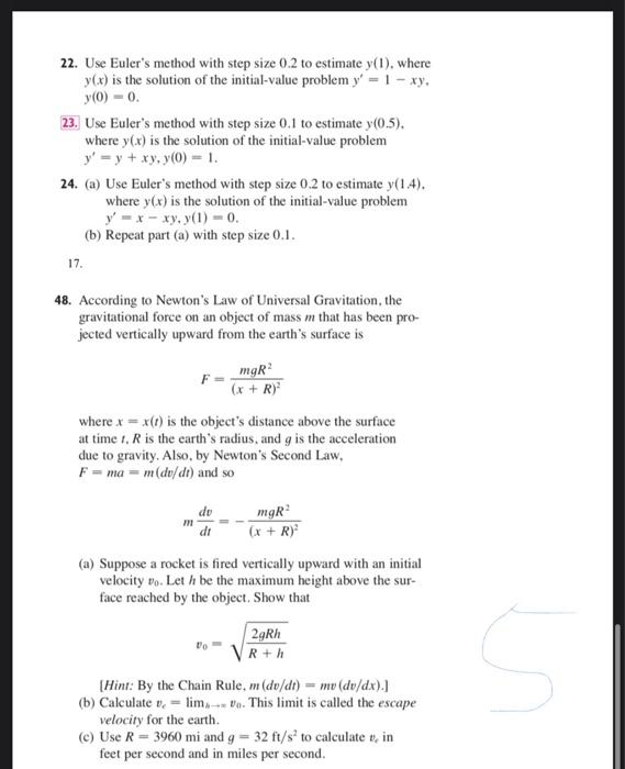 Solved 22. Use Euler's method with step size 0.2 to estimate | Chegg.com