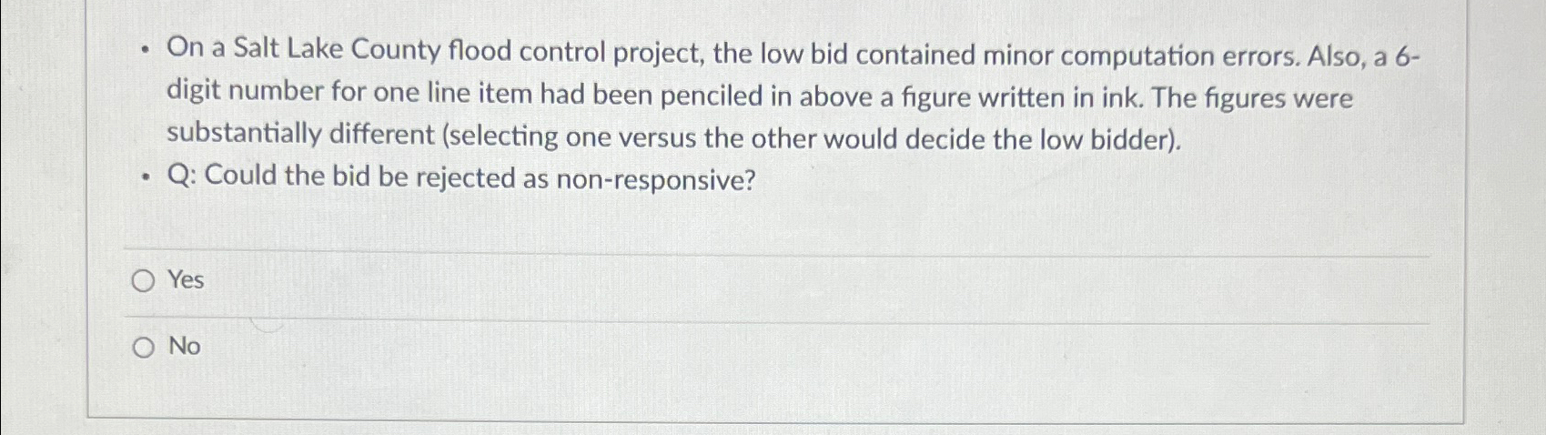 Solved On a Salt Lake County flood control project, the low | Chegg.com