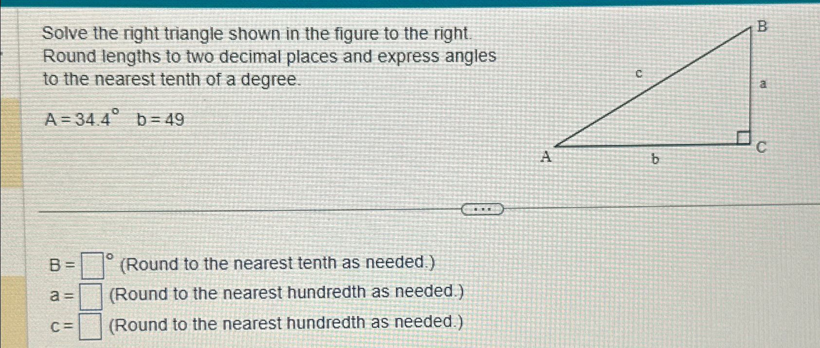 Solved Solve the right triangle shown in the figure to the | Chegg.com