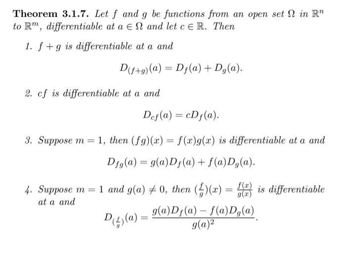 Solved Theorem 3.1.7. Let f and g be functions from an open | Chegg.com