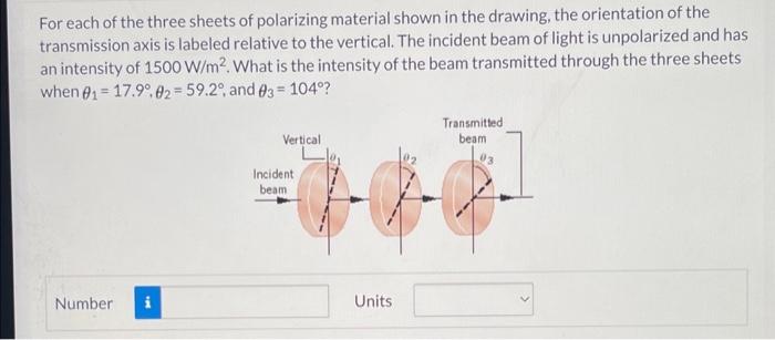 Solved For each of the three sheets of polarizing material | Chegg.com