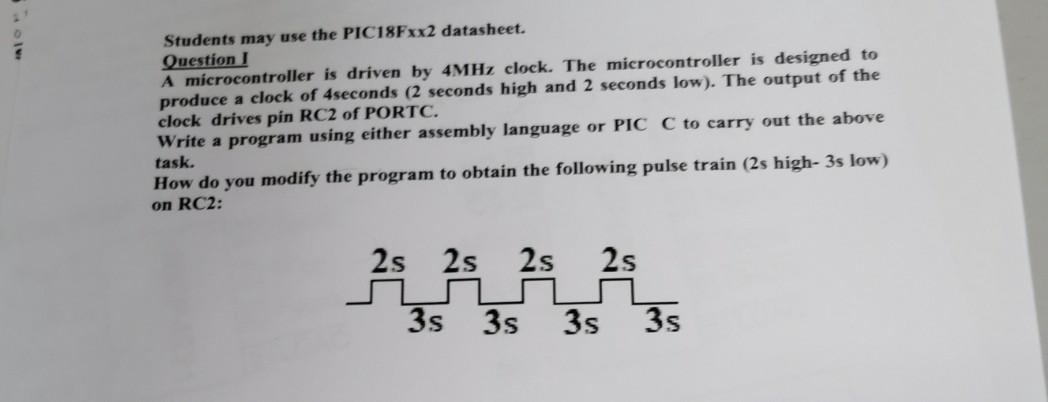 Solved Students may use the PIC18F ×2 ﻿datasheet.Question IA | Chegg.com