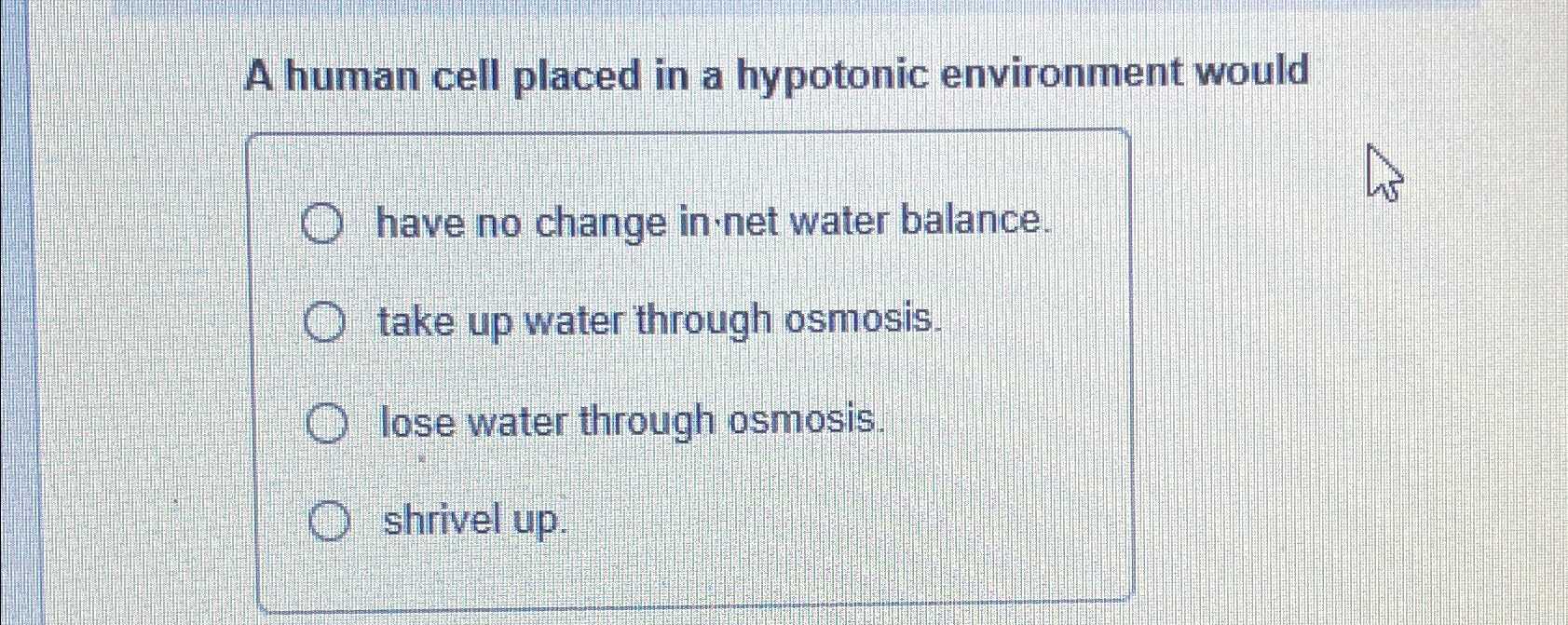 Solved A human cell placed in a hypotonic environment | Chegg.com